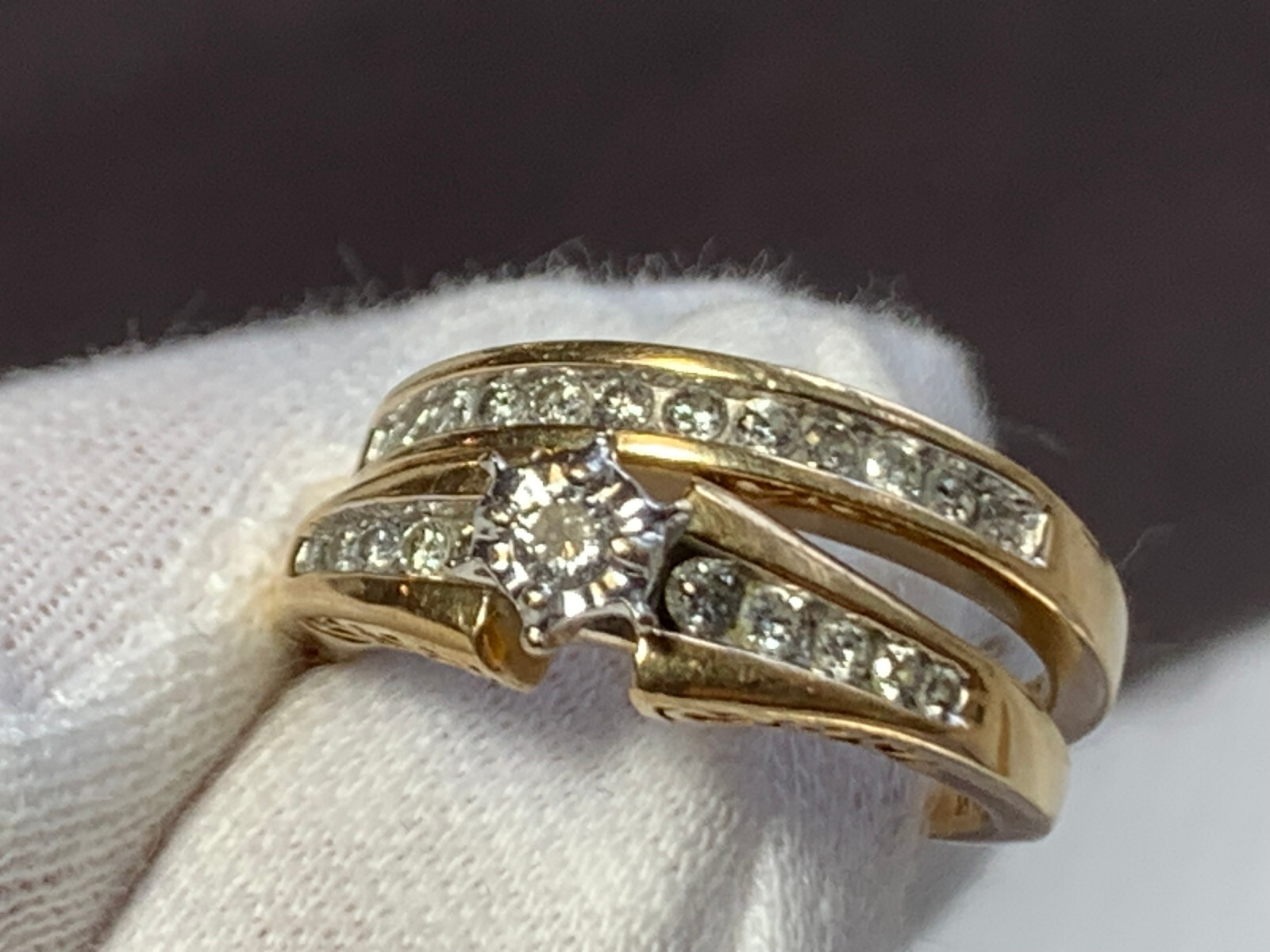 10K Yellow Gold Diamond Bridal Set 5.5g Fine Jewelry Avon Engagement ...