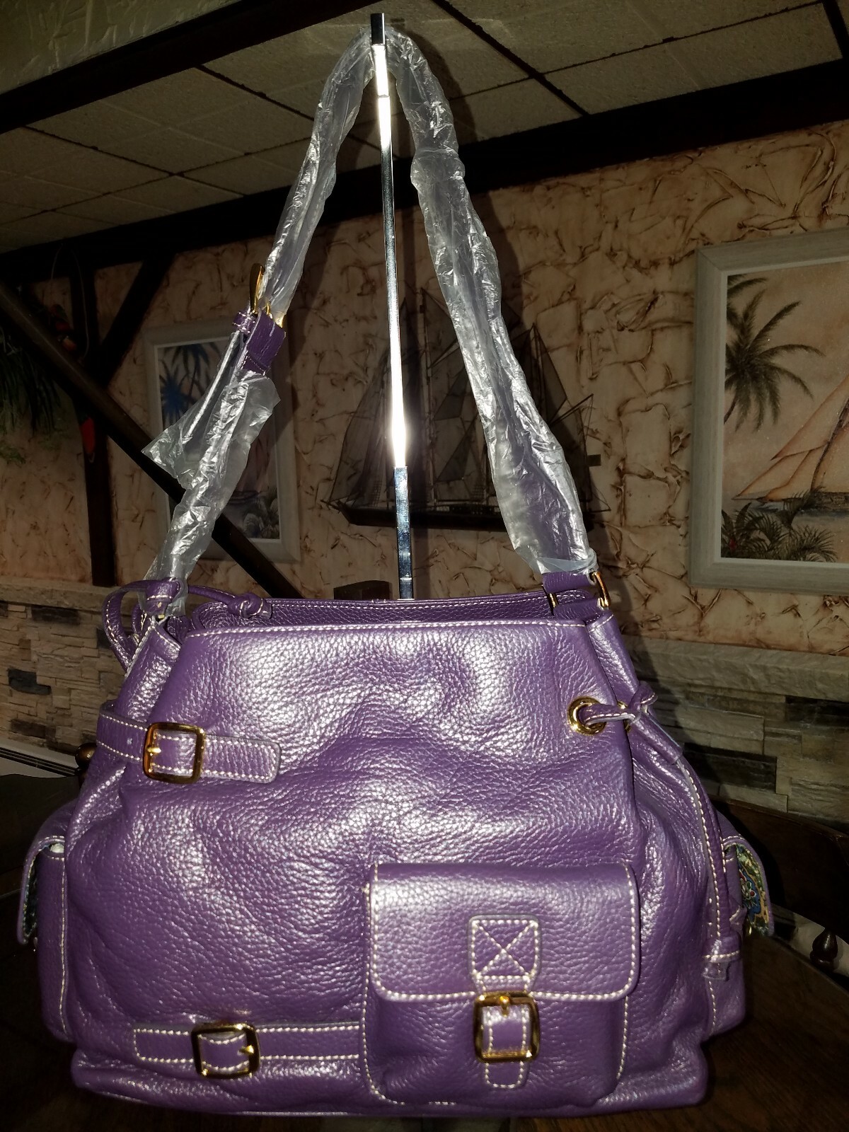 Max New York Genuine Leather Purple Handbag~ New With Tags | eBay