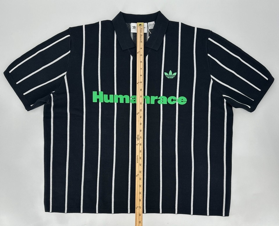 Adidas Shirt Mens XXL Pharrell Human Race Hu Gray Knit Polo Jersey Y2K ...