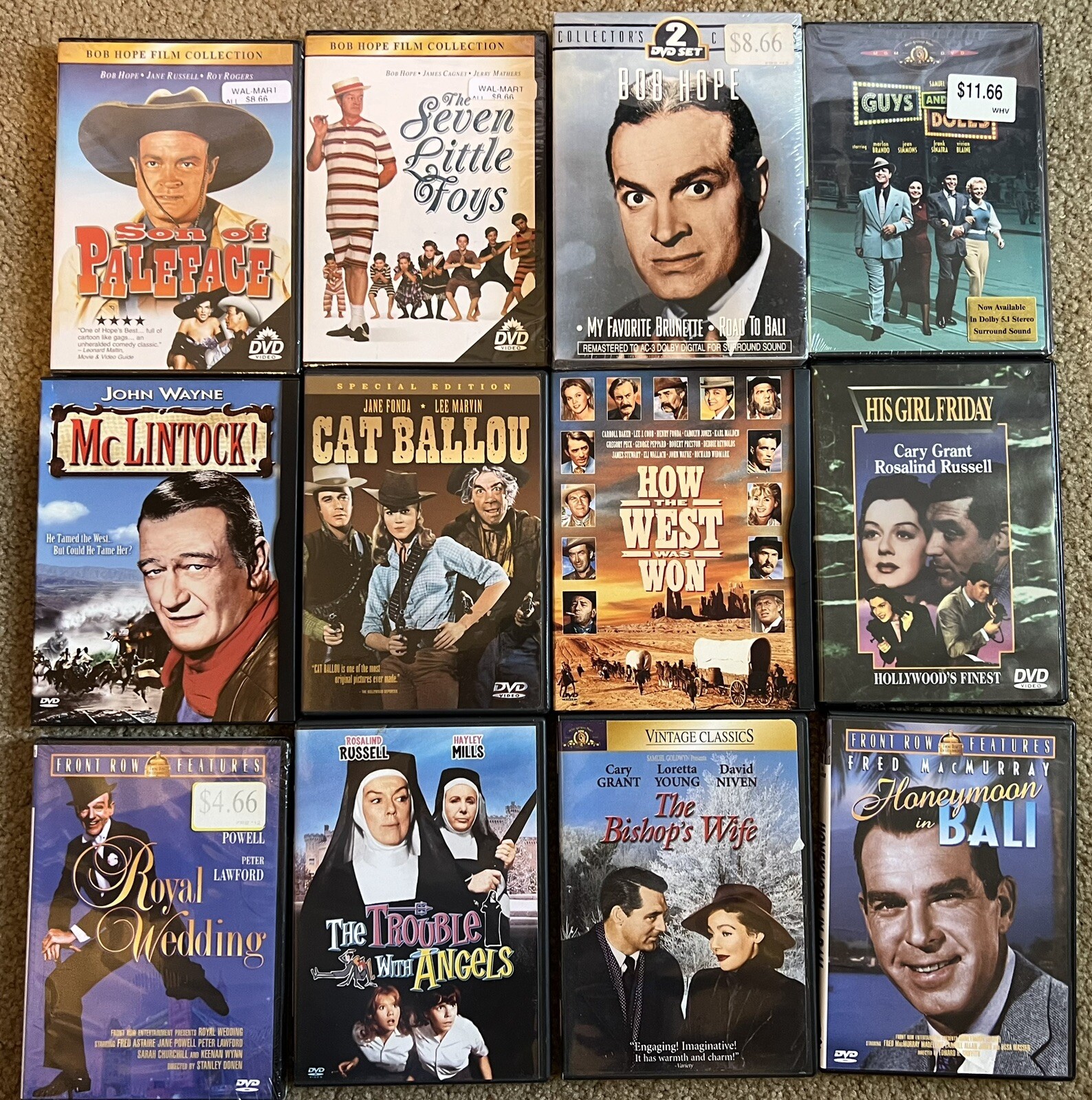 Old Classic Movies DVD Lot Of 22 Bob Hope Grant Wayne Abbott Costello ...
