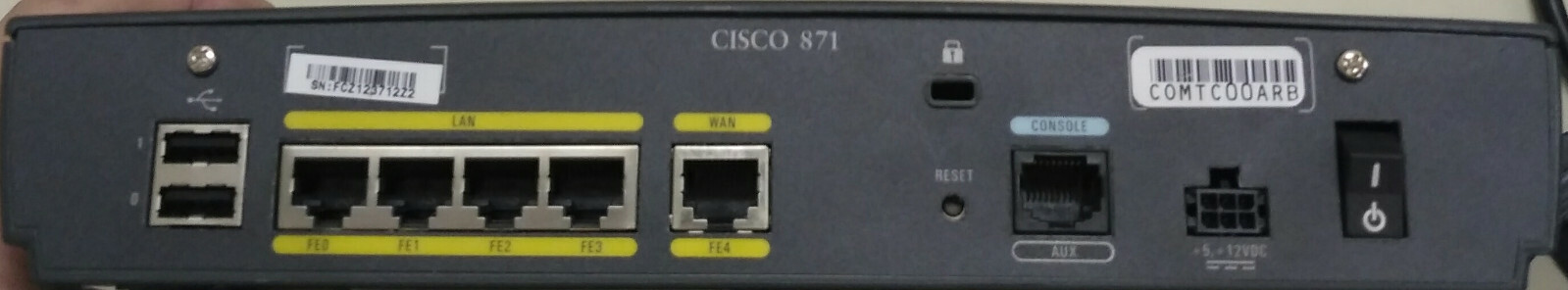 Router CISCO 871 V05, 870 Series con cables y fuente (with PSU & cables ...