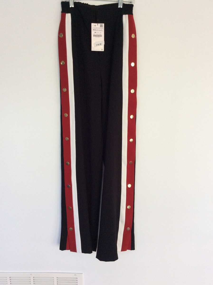 Zara Pants Side Stripes Side Snap Buttons Pocket Elastic Zara Pants Side Stripes Side Snap Buttons Pocket Elastic