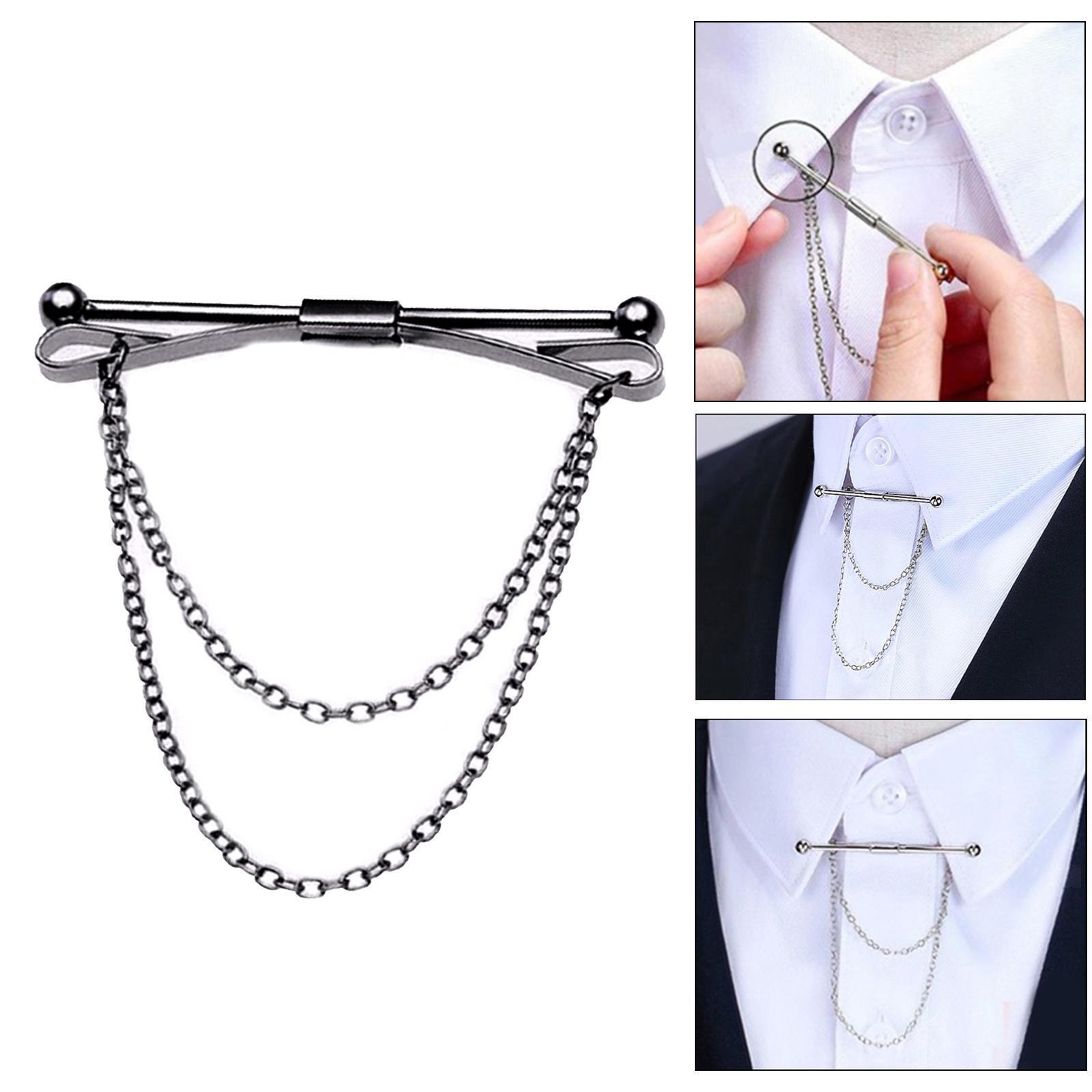 Classic Collar Bar Pin for Men with Link Chain Badges Cravat Clasps ...