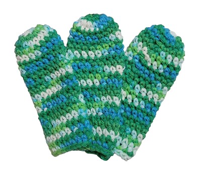 Hand Crocheted Kitchen Set 3 Pot Handle Covers Spring Easter Blue Green ...