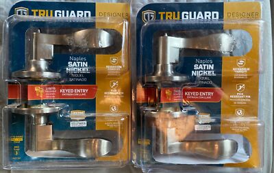 2 - TFH Tru-Guard Satin Nickel Reversible Naples Entry Lever Lockset ...