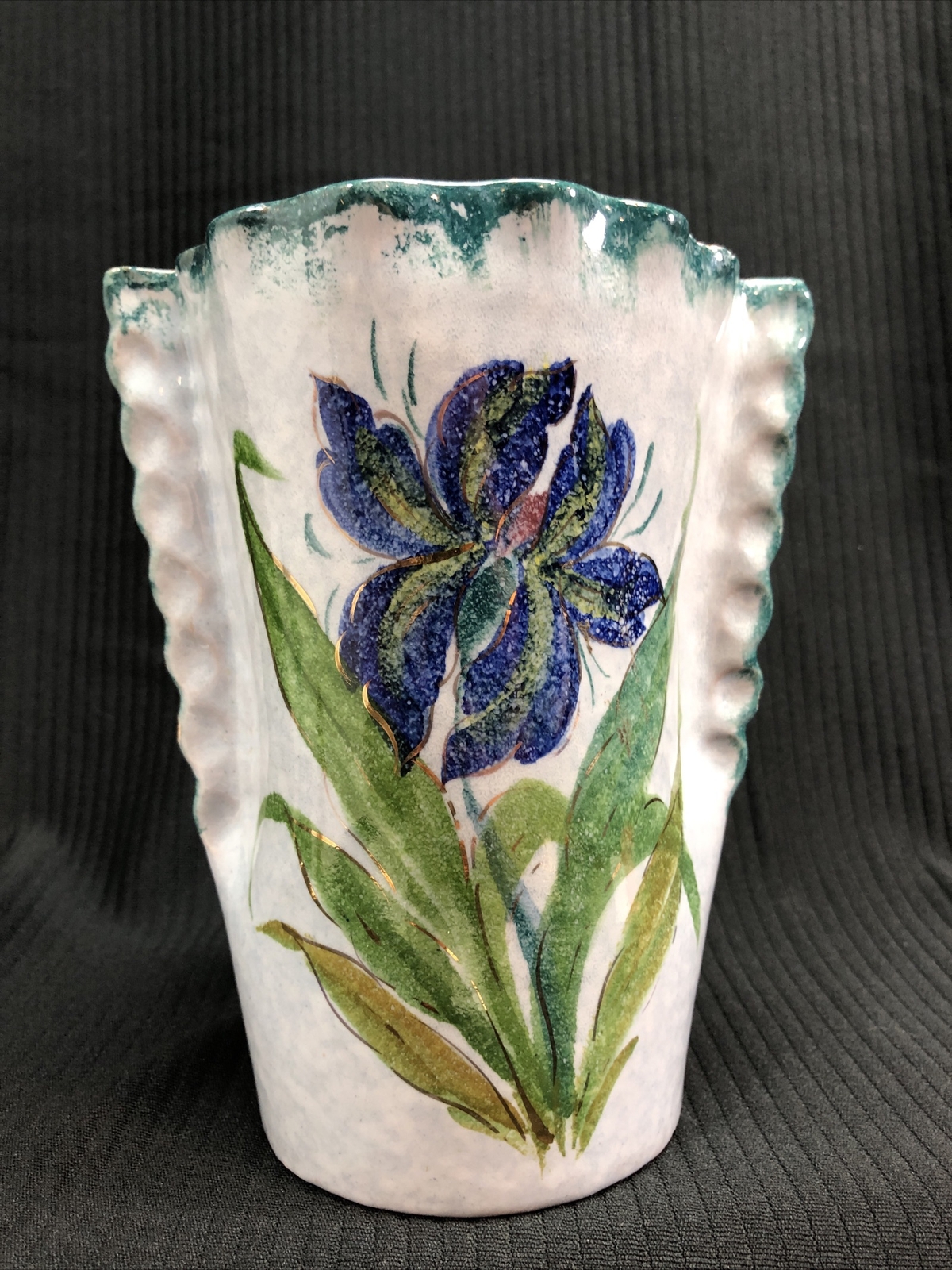 Vintage Italian Pinched ART Nouveau Pottery Vase Numbered ITALY Floral ...