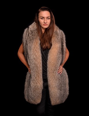 Premium Crystal Fox Fur Double Side Massive Collar Boa Stole Shawl Wrap ...