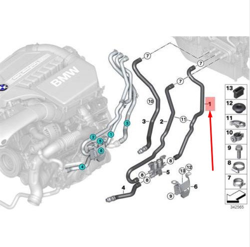 NEW BMW X5 F15 COOLANT HOSE SUPPLY 2.1 64216955921 6955921 OEM | eBay