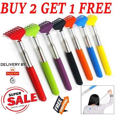 BACK SCRATCHER EXTENDABLE CLAW METAL RAKE TELESCOPIC MASSAGER PORTABLE ...