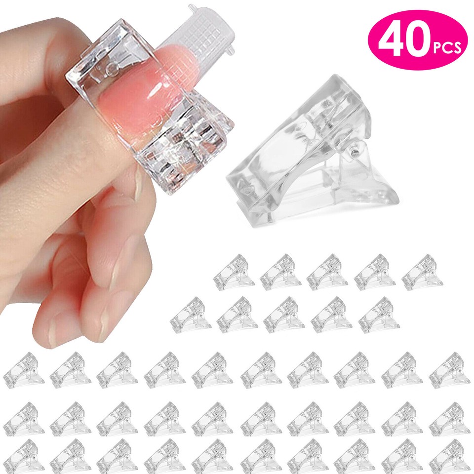 20/40Pcs Pro Nail Tips Clips Finger Poly Gel Quick Building DIY ...