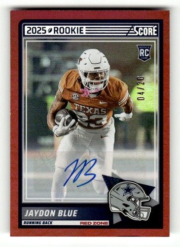 2025 Score Rookies Signature Red Zone (EXMT) #39 Jaydon Blue RC AUTO 4/ ...