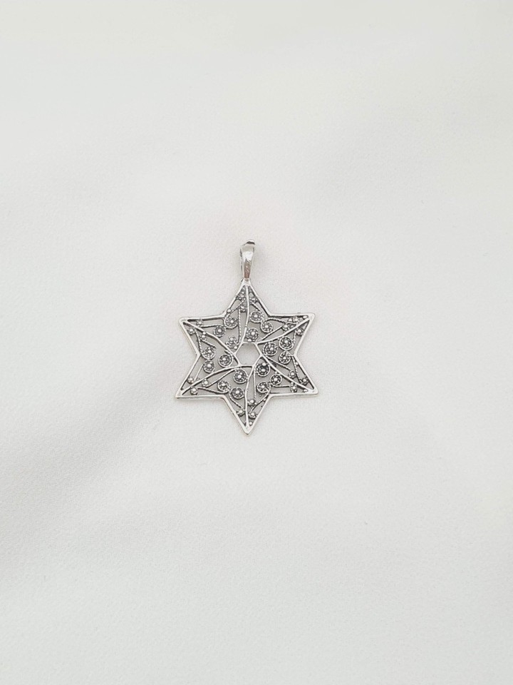 Vintage Star of David Pendant Sterling Silver Handmade Filigree Magen ...