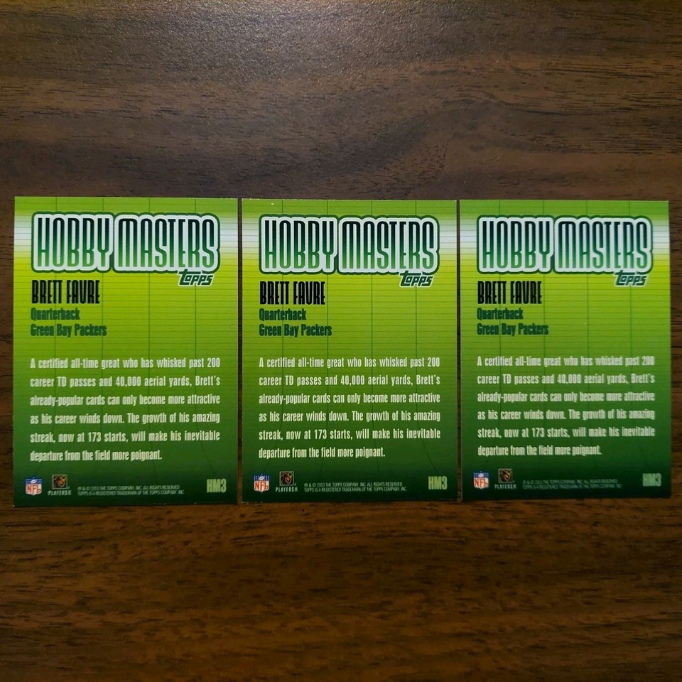 3 Brett Favre PACKERS 2003 Topps HOBBY MASTERS HM3 Holofoil NFL ...