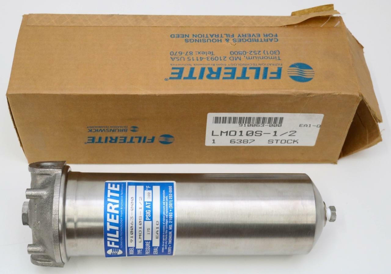 Filterite LMO10S-1/2, 910063-000 316 SS Filter Housing 175PSI at 200°F ...