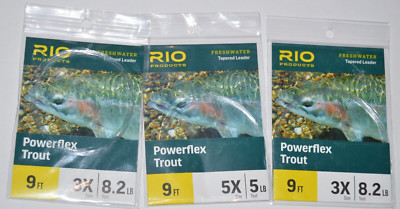 3 packs rio powerflex trout tapered leaders 9ft 3x 8.2lb nymphs flies ...