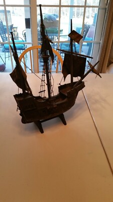 VINTAGE ANTIQUE MARITIME 1600s STYLE FOLK ART WOOD OCEAN SEA SAILING ...