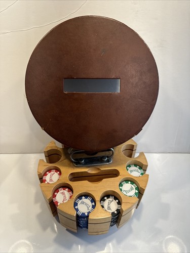 Wooden Poker Chip & Card Holder Carousel Base w/ 116 8g Bicycle Chips ...