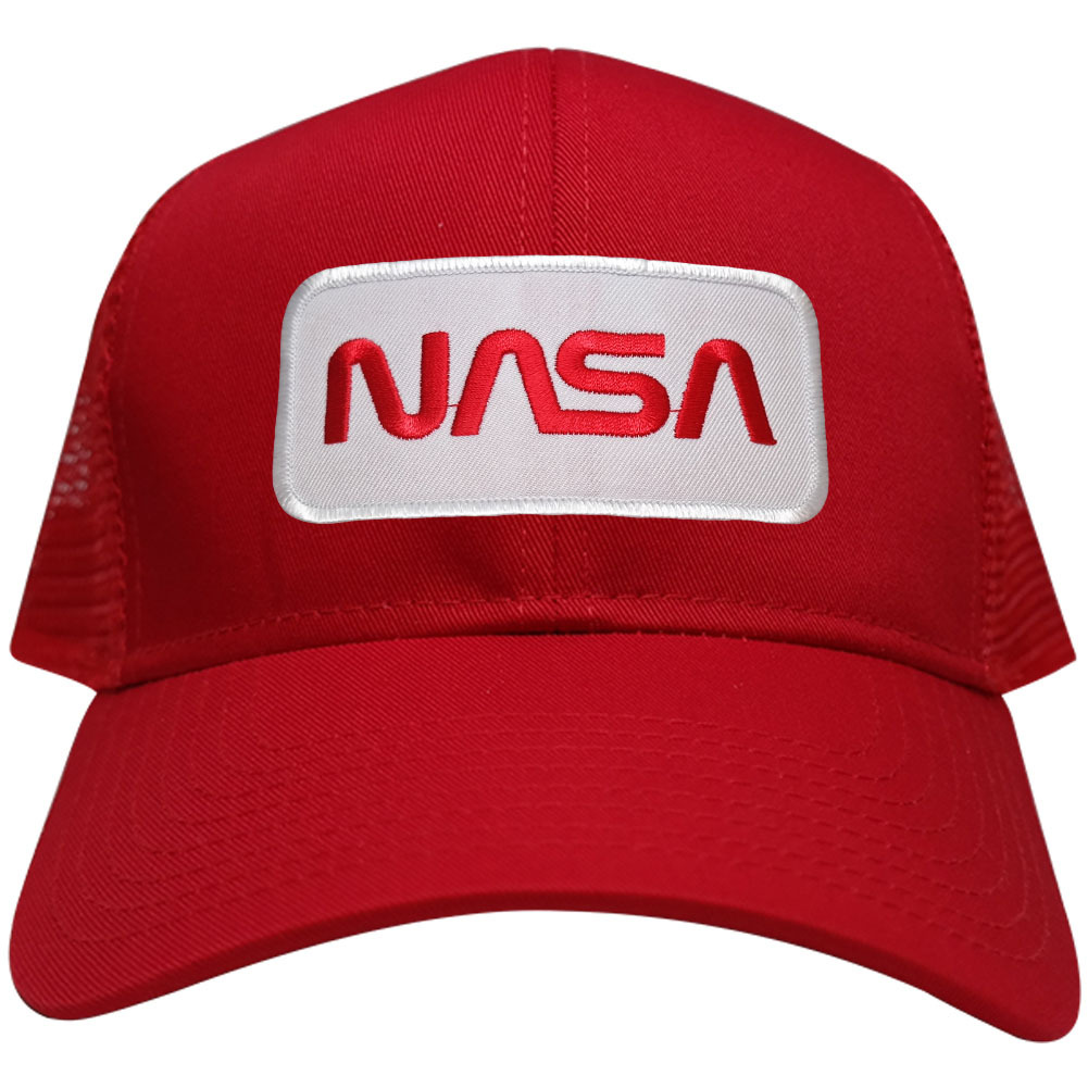 NASA Worm Red Text Embroidered Iron On Patch Snapback Trucker Mesh Cap ...