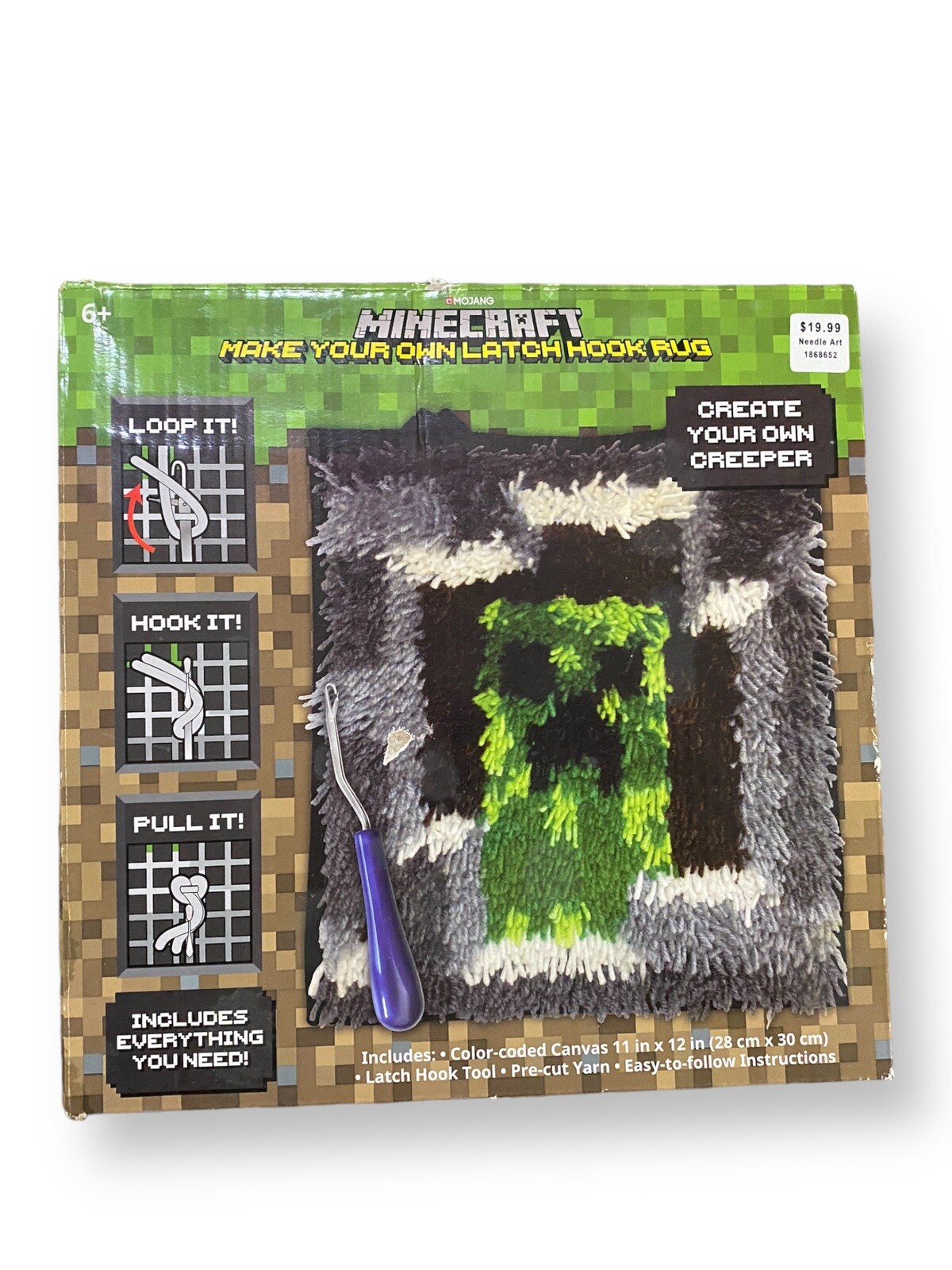 Mojang Minecraft Latch Hook Rug Kit Creeper Craft Age 6 for sale online ...