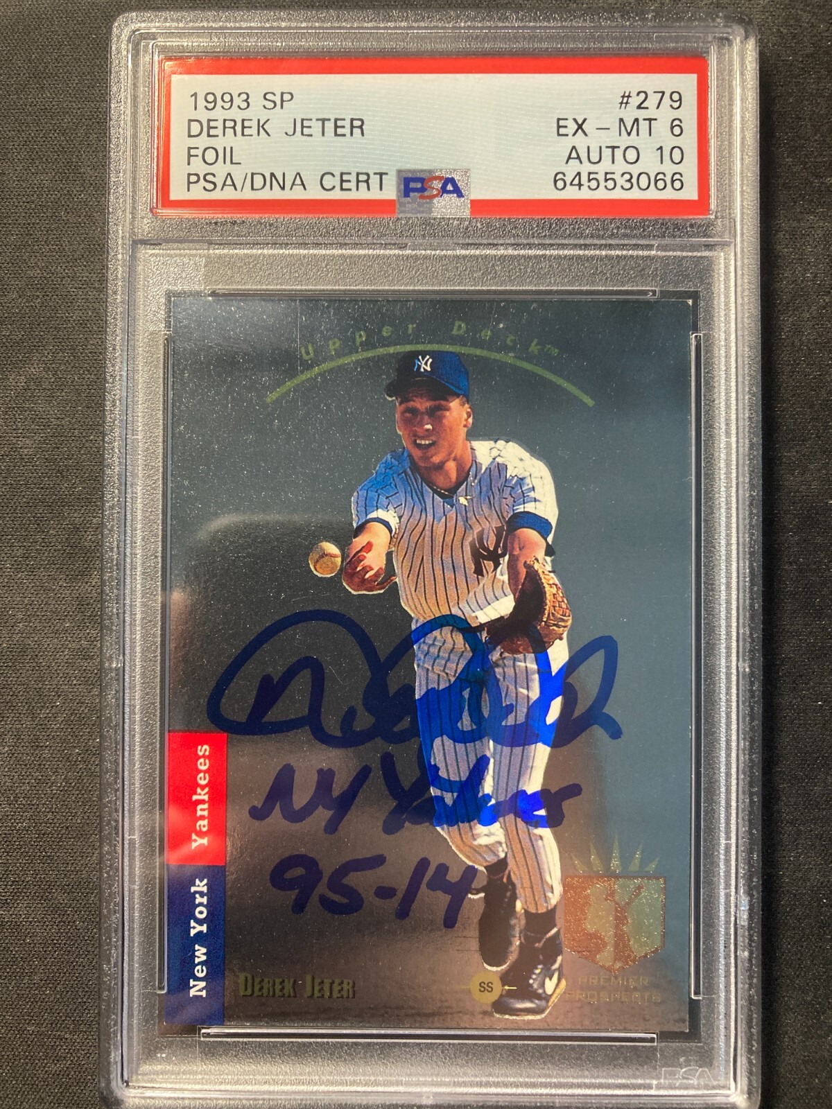1993 SP Foil #279 Derek Jeter "NY Yankees 95-14" Signed Rc PSA 6/10 ...