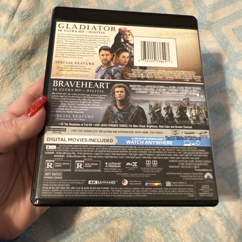 Gladiator / Braveheart 2-Movie Collection 4K Ultra HD. 2 Discs ...