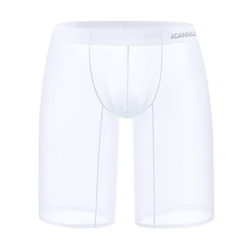 Men's Transparent Pouch Long Boxer Underwear Sexy Ultra Thin Trunks ...