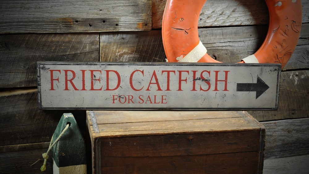 Fried Catfish For Sale Arrow Sign -Rustic Hand Made Vintage Wood Sign ...