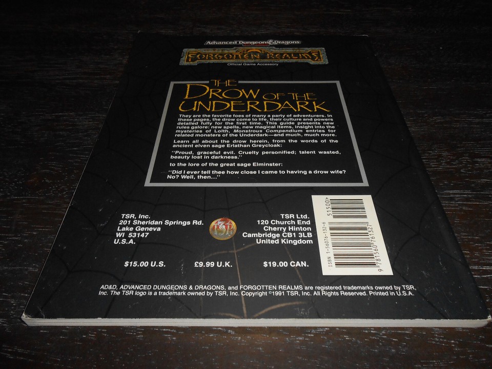Drow of the Underdark Forgotten Realms 2nd edition AD&D 2e Dungeons ...