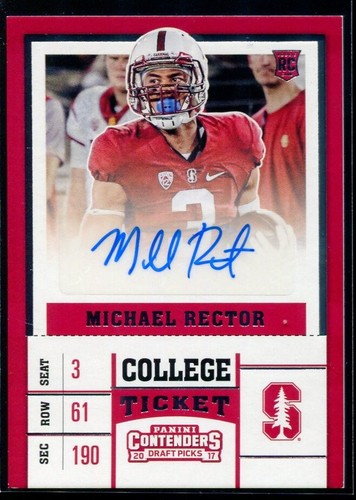 2017 Panini Contenders Michael Rector #205 RC Auto Detroit Lions | eBay