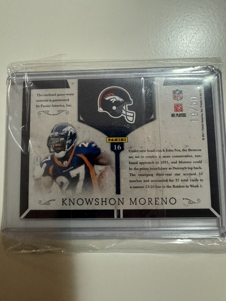 Knowshon Moreno Denver Broncos GAME WORN DUAL PATCH /50 | eBay