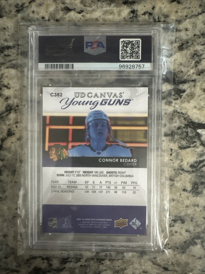 2023 UPPER DECK #C382 CONNOR BEDARD YOUNG GUNS CANVAS ROOKIE RC GEM ...