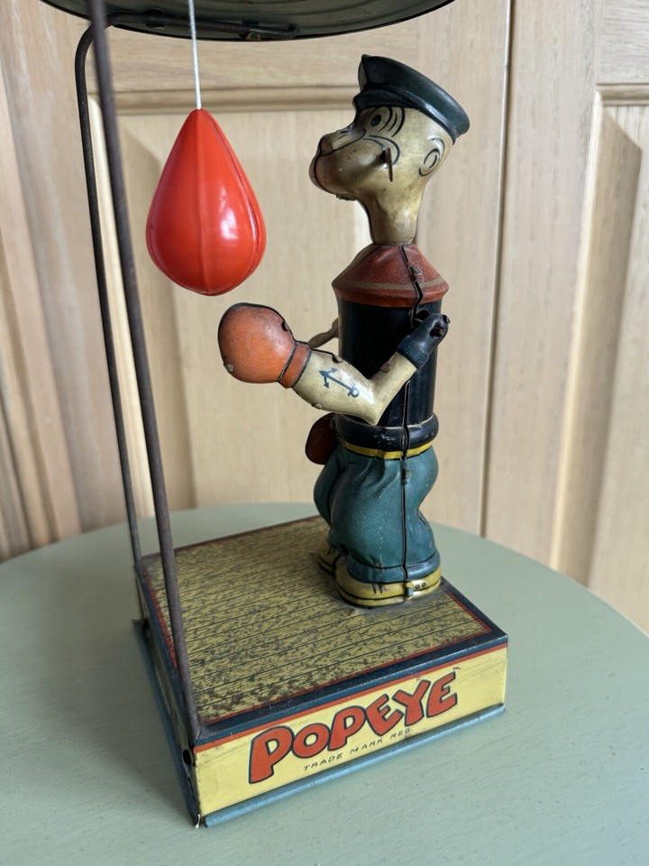 Original 1932 J Chein POPEYE Overhead Boxer Punching Bag Wind Up Tin ...