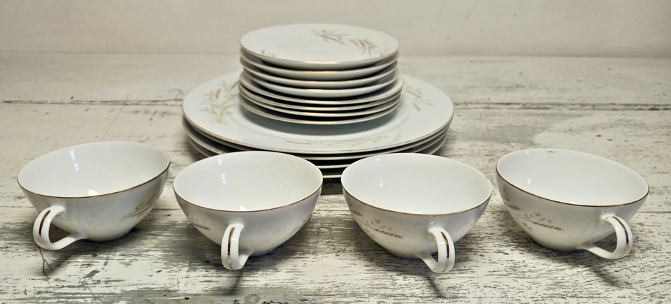 Service for 4 Vintage Golden Harvest Fine China Japan Wheat Pattern 16 ...