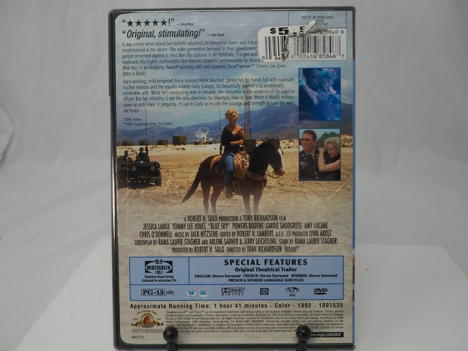 Blue Sky (DVD, 1994, Widescreen, MGM/Orion Pictures) Jessica Lange ...