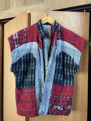 Artsy Reversible Open Vest Black Red Ethnic Boho Festival Reversible ...