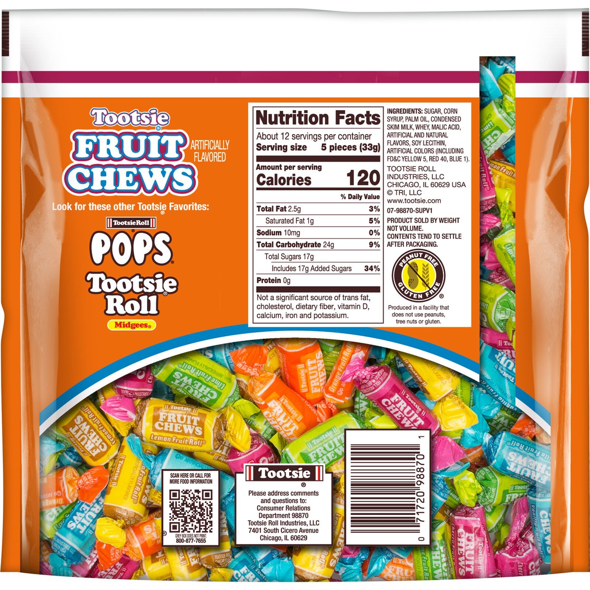 Mini Tootsie Roll Chews Nutrition Tootsie Candy Coated Small Fruit
