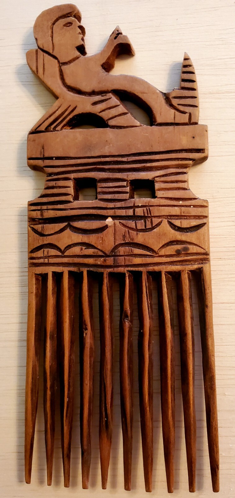 Handmade Wooden Hair Pick Ethnic Origin - Gem