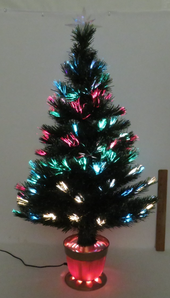 VTG 32" TALL FIBER OPTIC TREE COLOR CHANGING WHEEL LIGHT UP STAR 17 1/2 ...