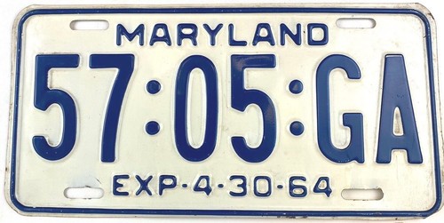 Maryland 1964 License Plate Garage Car Tag Man Cave Vintage Wall Decor ...