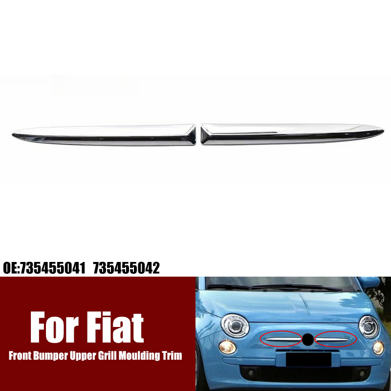 Chrome Silver Car Front Bumper Upper Grill Moulding Trim For Fiat 500 ...