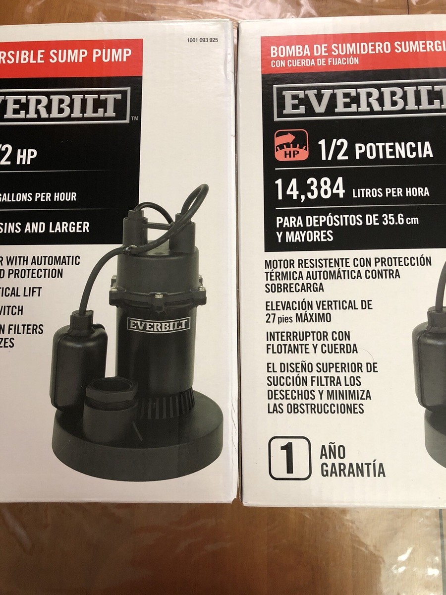 Everbilt Sump Pump Everbilt 1/2 HP Submersible Sump Pump