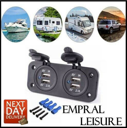 Campervan 12v Double USB Socket Charger Motorhome Caravan SelfBuild usb ...