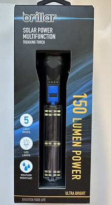 Brillar Rechargeable Flashlight Solar Power Handheld Torches with ...