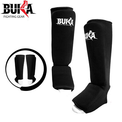 Buka Gel Shin Instep MMA Leg Kick Guard Muay Thai TKD Protector Pads ...
