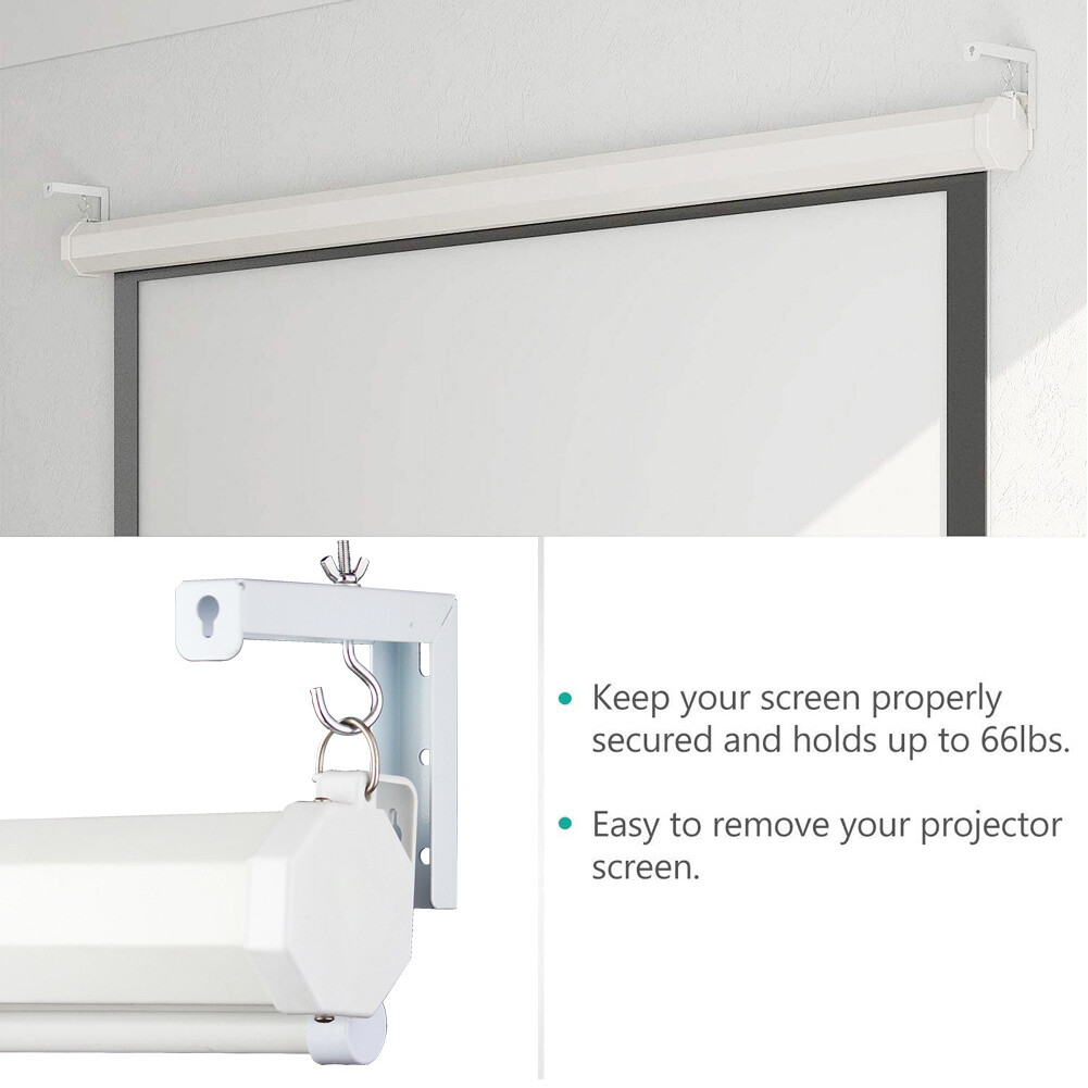 Projector Screen Home With Hook Bracket Ceiling Wall Mounted Adjustable ...