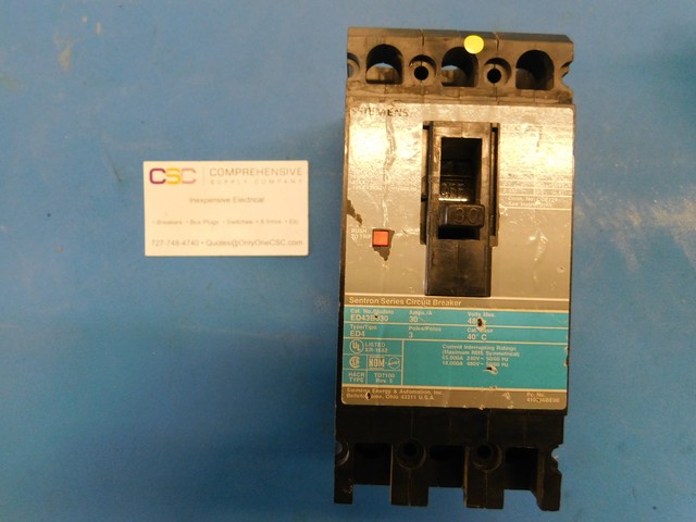 Siemens ED43B030 30 Amp 480V 3 Pole Circuit Breaker for sale online | eBay