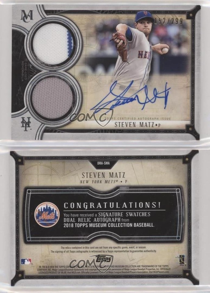 2018 Museum Collection Signature Swatches Dual Relic /299 Steven Matz ...