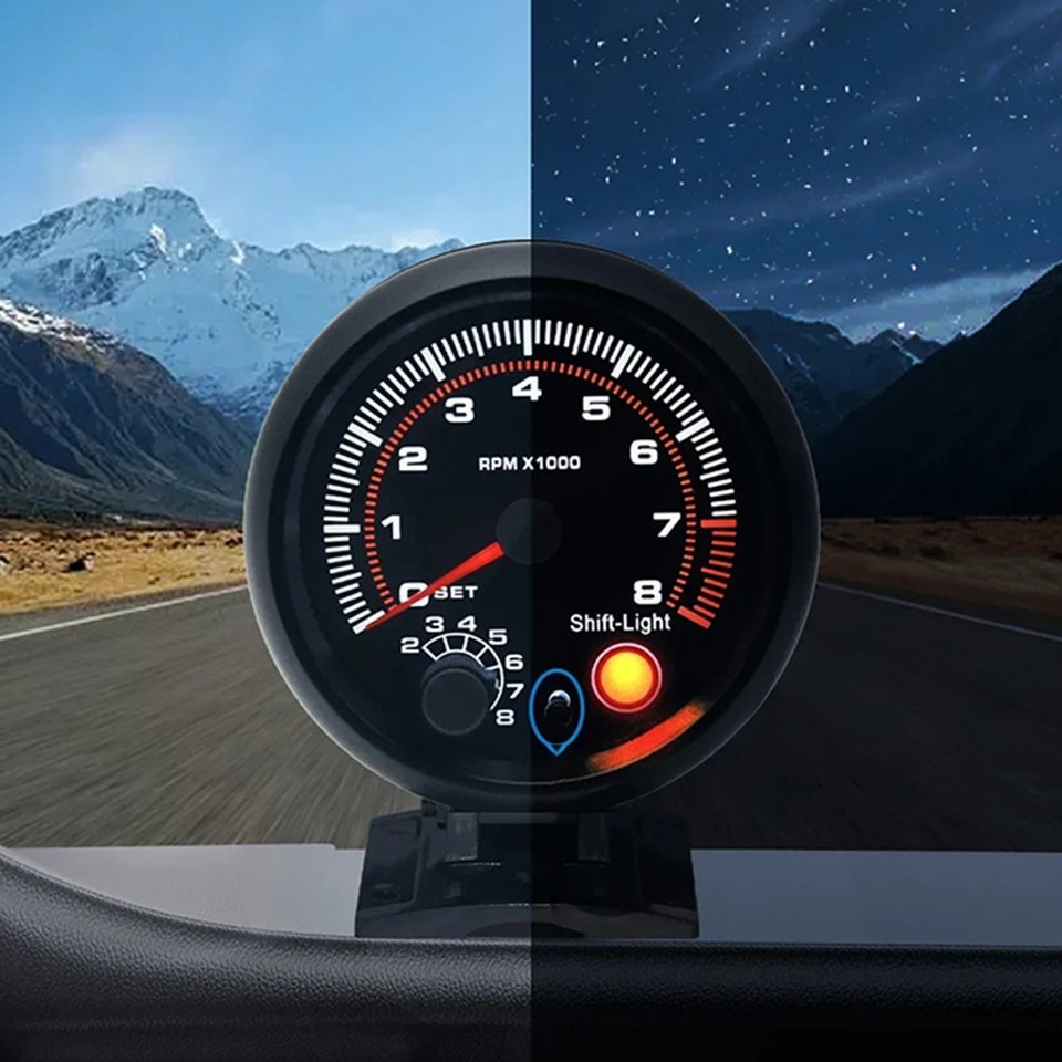 12 Volt Car Tachometer Gauge With Shift Light For Vehicle Engine RPM 0 ...