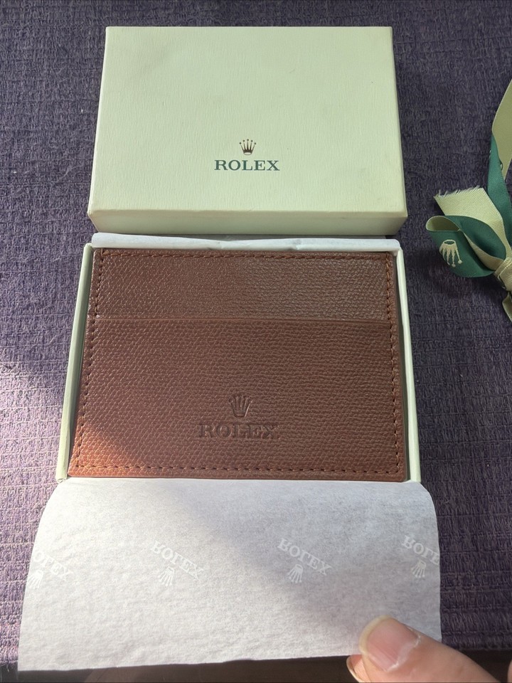 ROLEX Brown Card / Paper holder ;leather wallet . New in gift box‼ ...