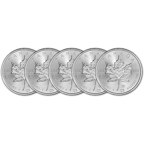 Canada Silver Maple Leaf - 1 oz - $5 - BU - Five 5 Coins - Random Date ...